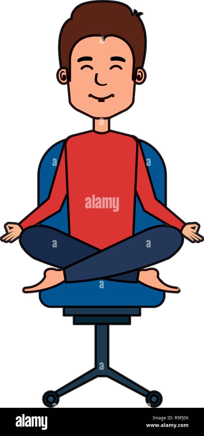 businessman with lotus pose in office chair Stock Vector Image & Art ...