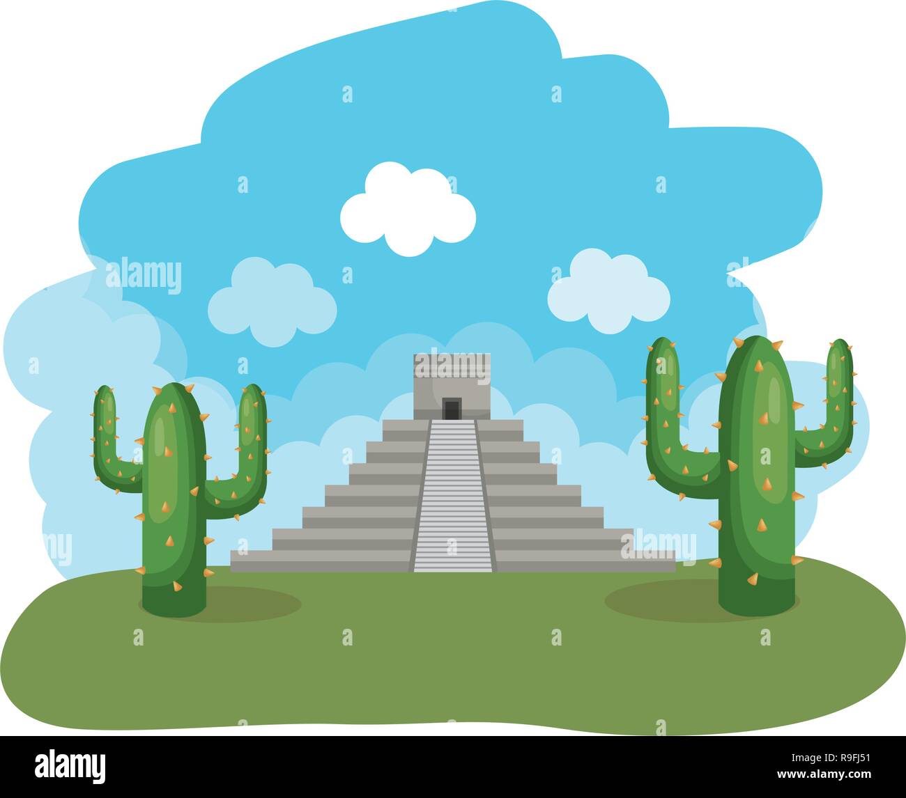 mayan pyramid landscape scene Stock Vector Image & Art - Alamy