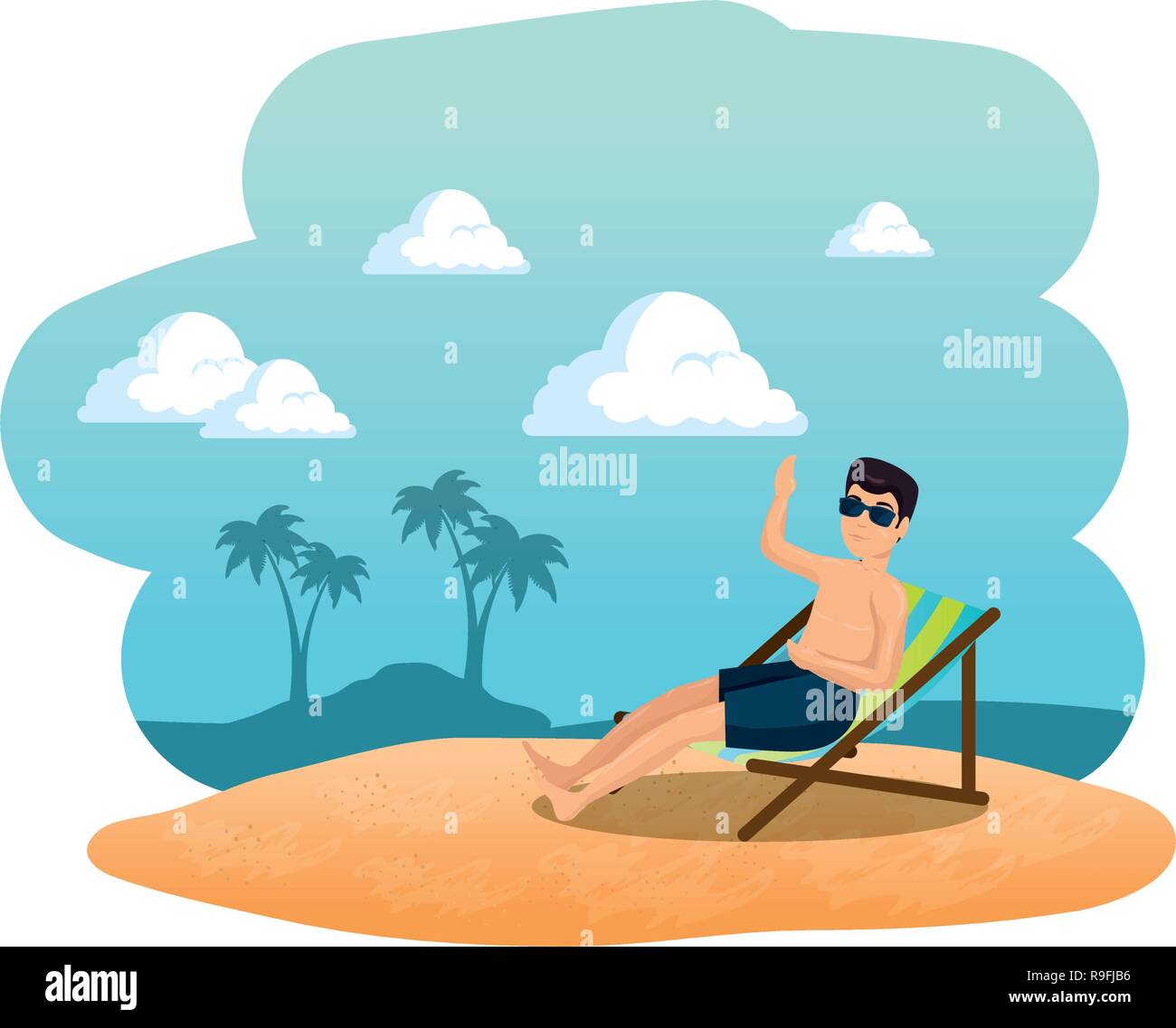 young man on the beach Stock Vector Image & Art - Alamy