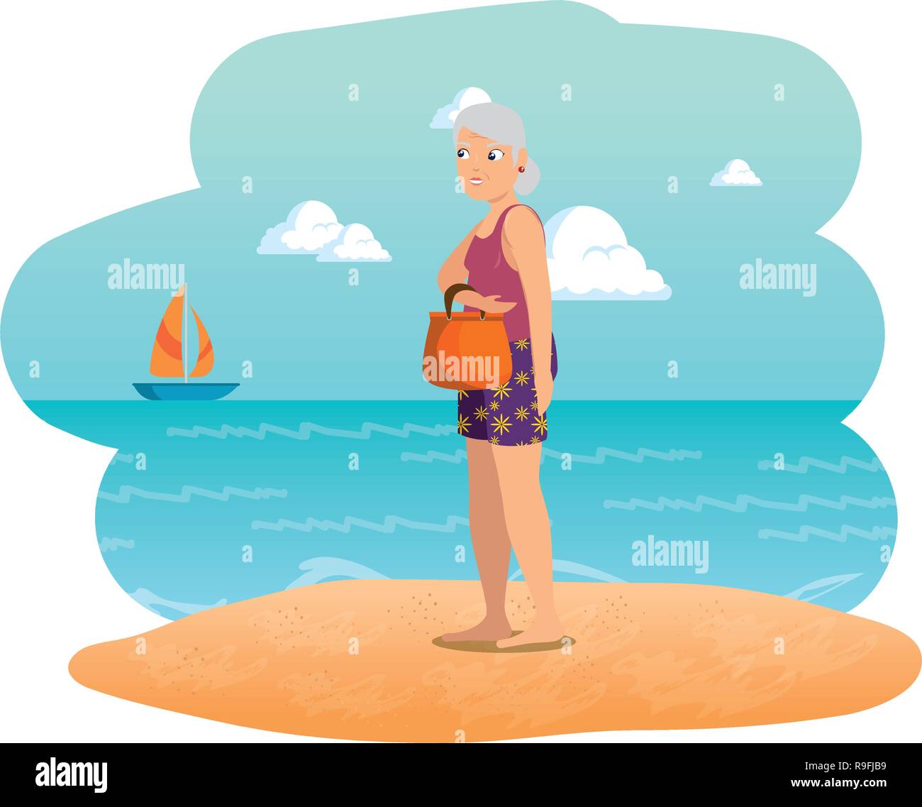 Tranquil scene on coast Stock Vector Images - Alamy