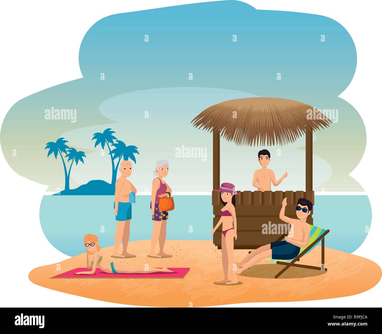 People standing on sea Stock Vector Images - Alamy