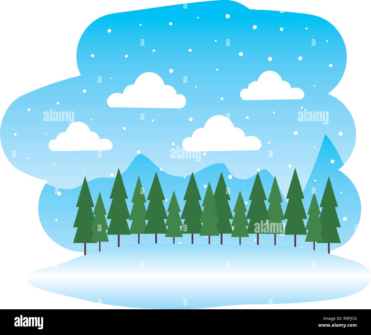 beautiful snowscape scene icon Stock Vector Image & Art - Alamy