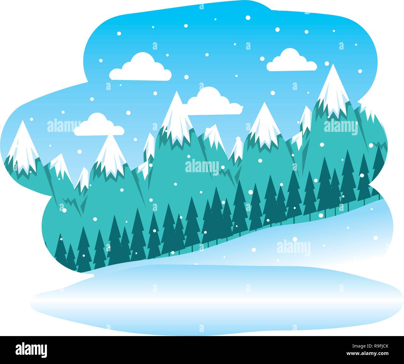 beautiful snowscape scene icon Stock Vector Image & Art - Alamy