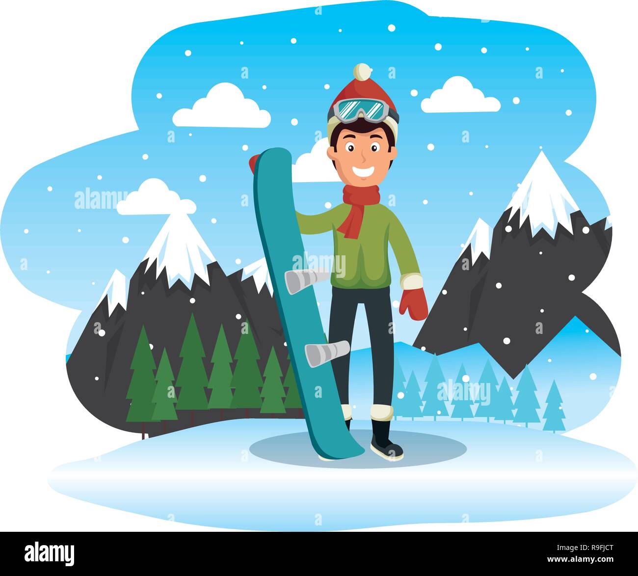 Cartoon Boy Snowboarding Winter Sport High Resolution Stock Photography ...