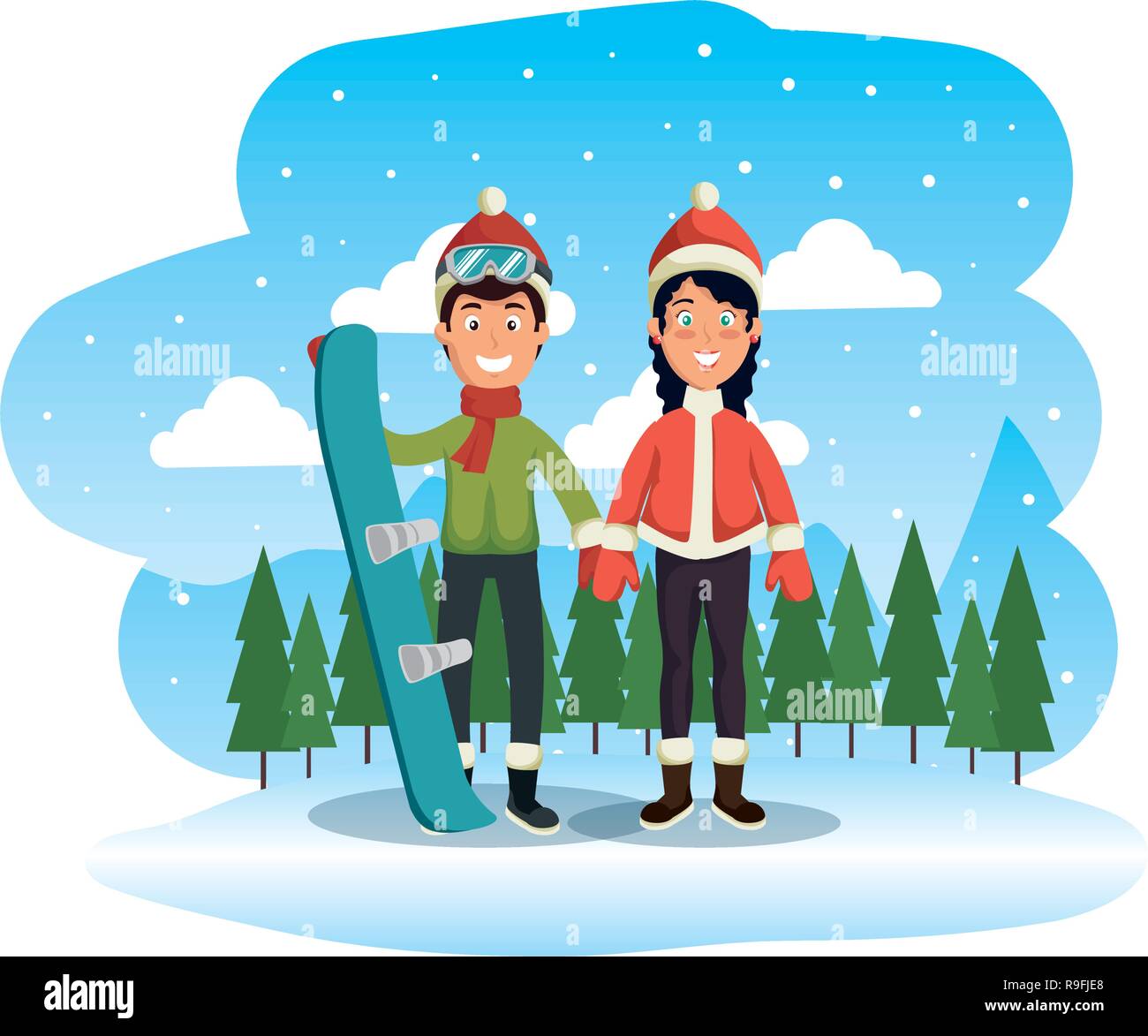Woman snowboard Stock Vector Images - Alamy