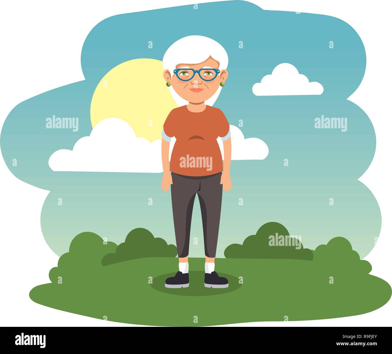 Woman grandmother field Stock Vector Images - Alamy