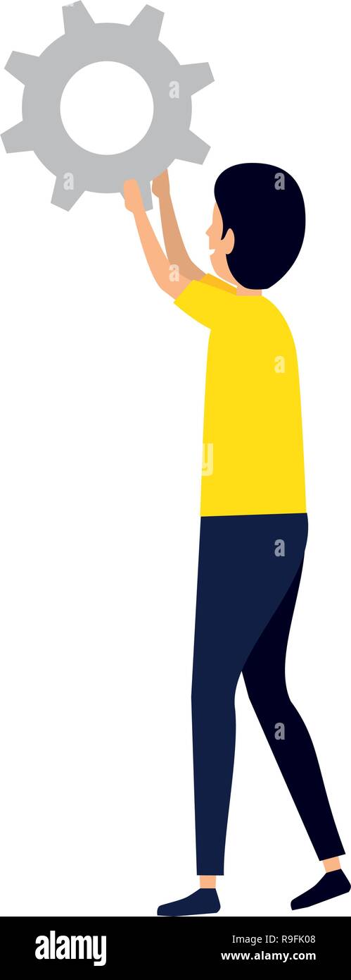 elegant businessman lifting gear Stock Vector Image & Art - Alamy