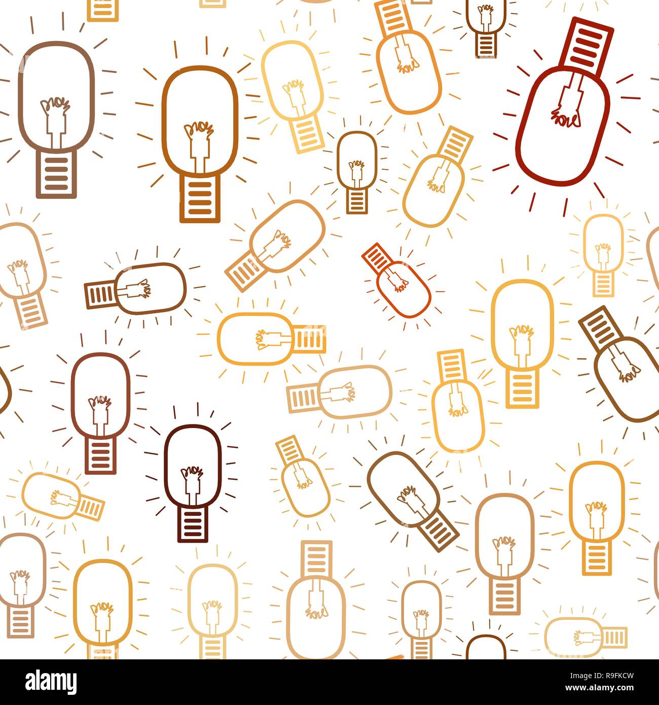 Seamless decorative and hand drawn bulb illustrations. For design ...