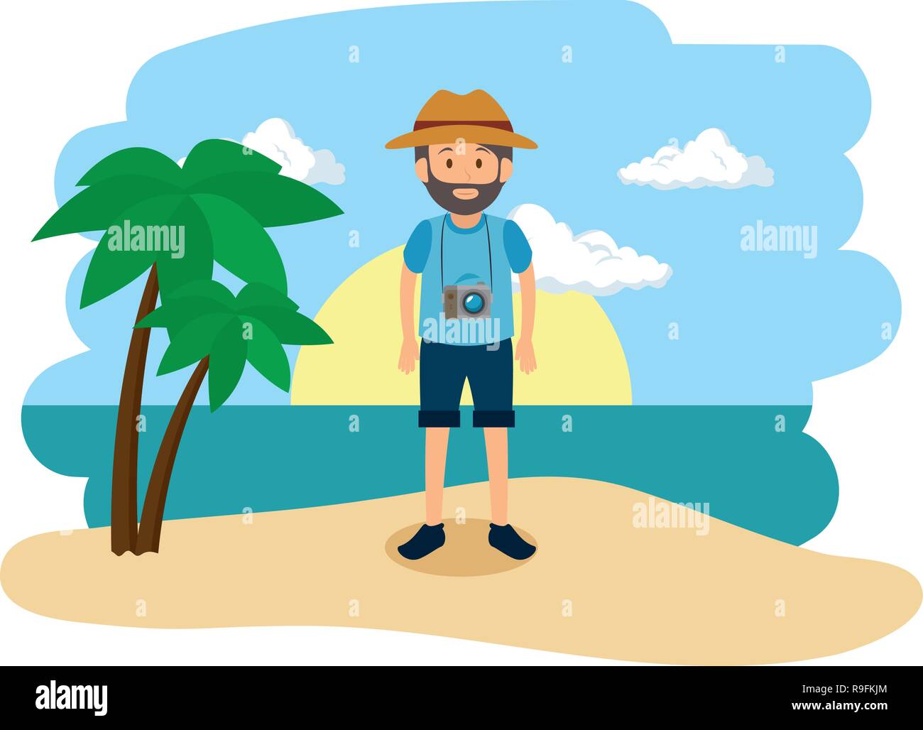 young tourist man on the beach Stock Vector Image & Art - Alamy