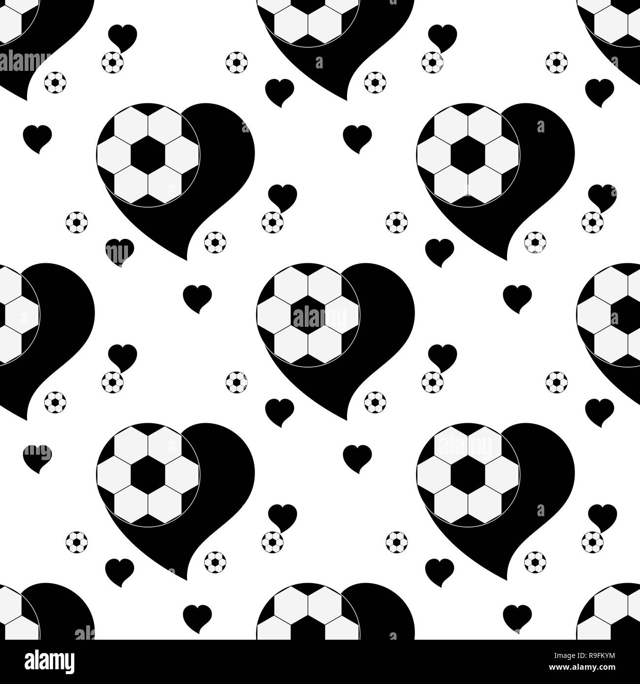 Heart football soccer ball illustration Black and White Stock Photos ...