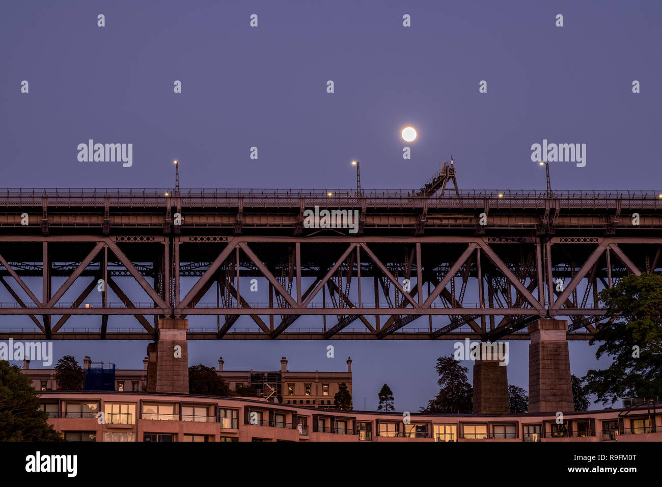 full moon over bridge Stock Photo - Alamy