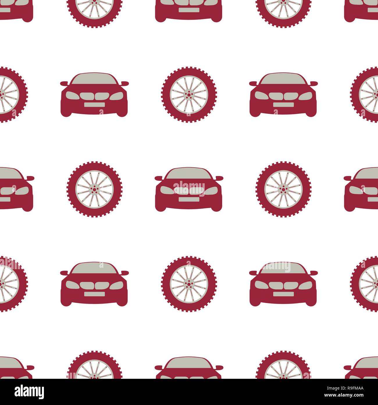 Seamless pattern with cars and wheels. Automotive background. Transport ...
