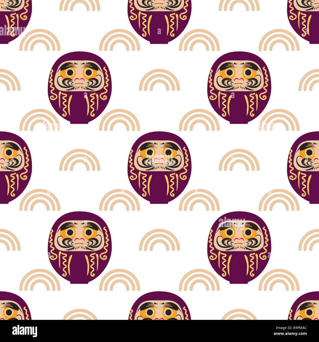 Happy New Year 2019 seamless pattern with daruma - Japanese traditional ...
