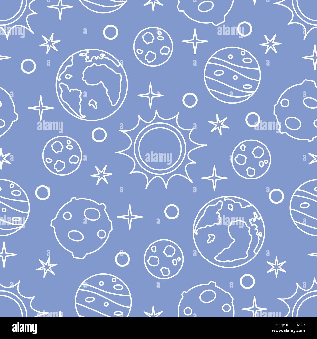 Seamless pattern with sun, planets, stars. Space exploration. Astronomy ...