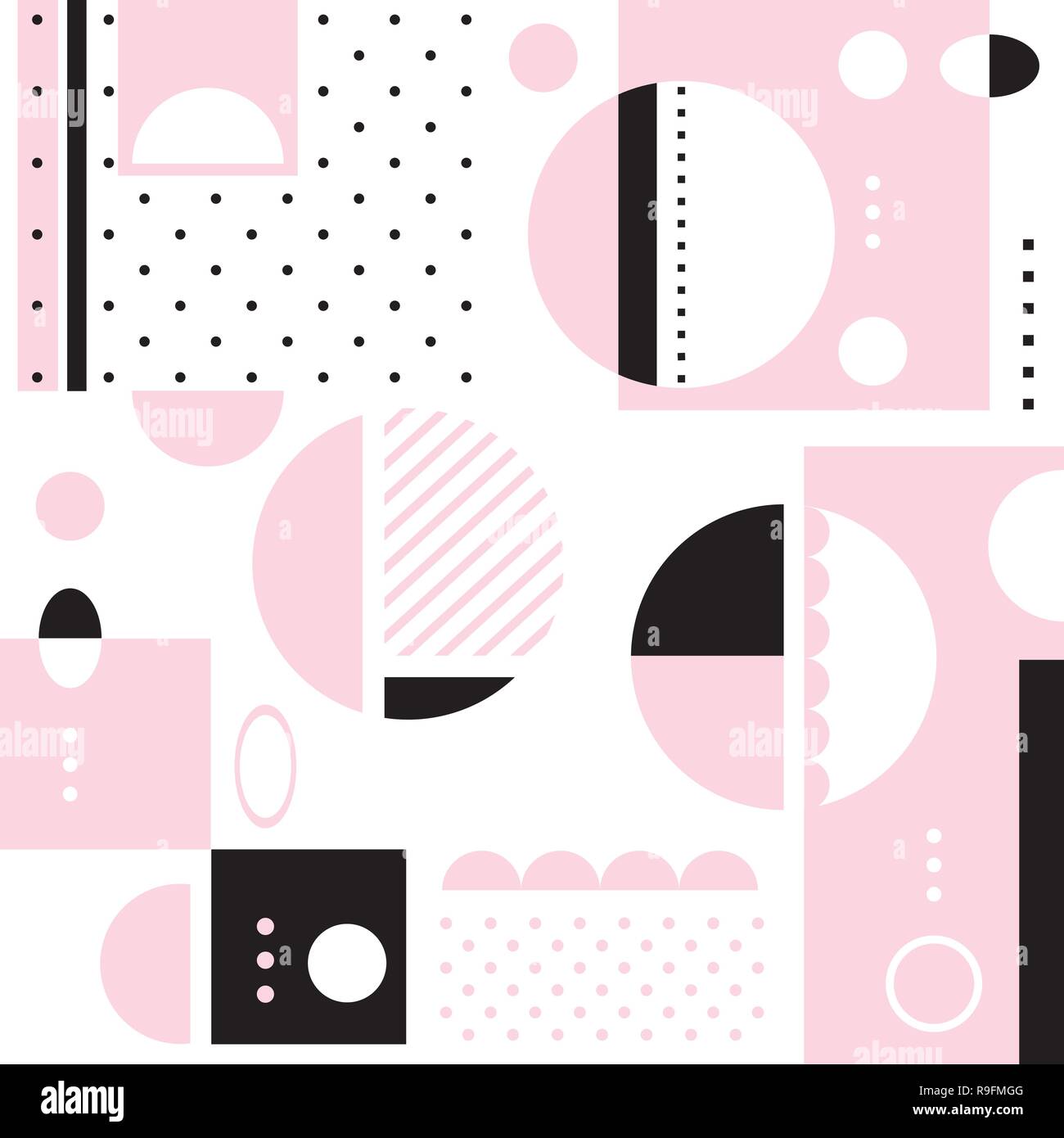 Pink and black geometric shapes creative pattern composition on white ...
