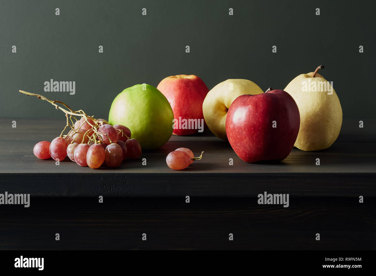 fruit still life, fruit laid out on the table and background Stock ...