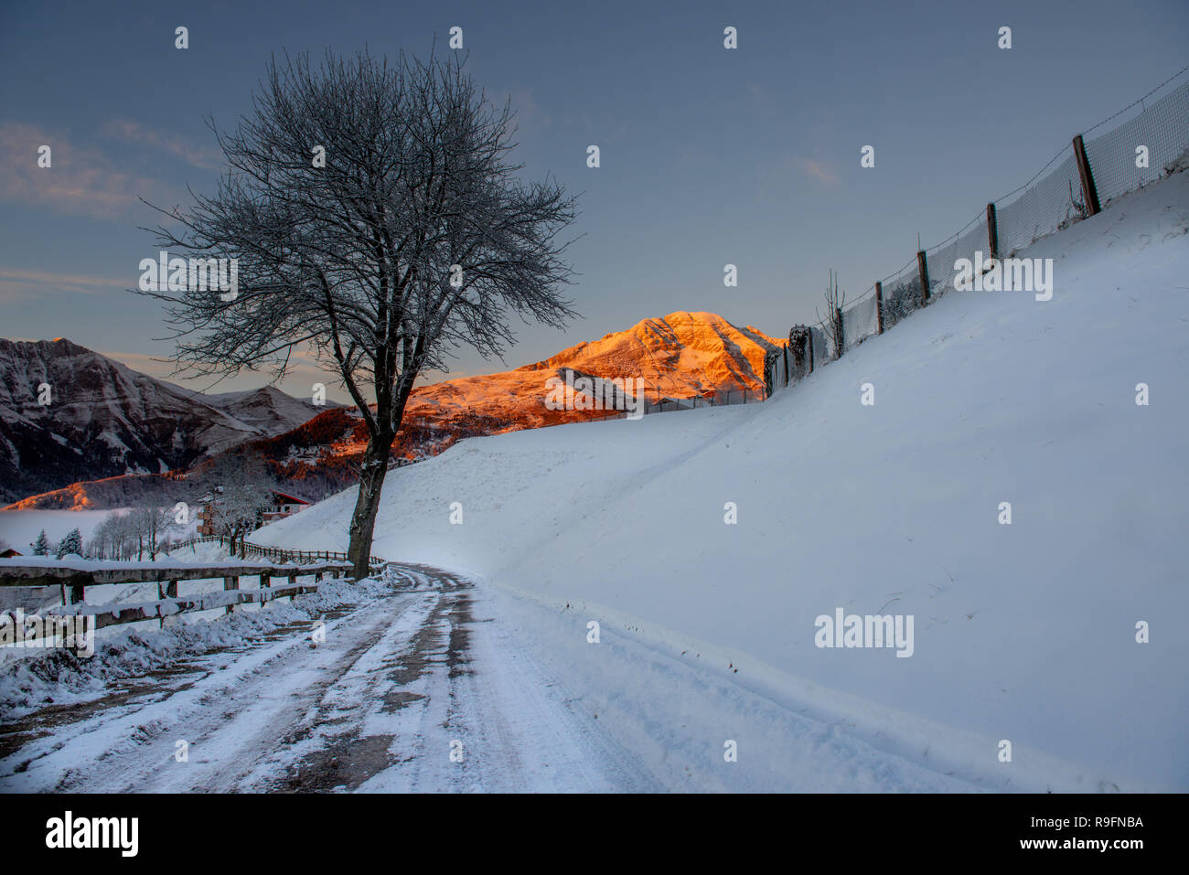 Snowy dirt road hi-res stock photography and images - Alamy
