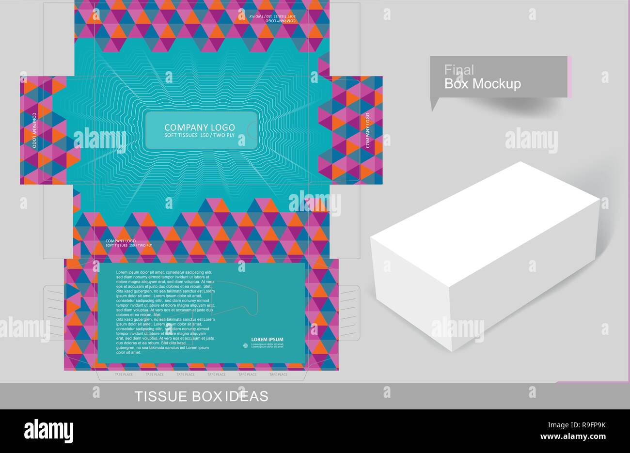 Abstract colorful pattern tissue box concept, template for business ...