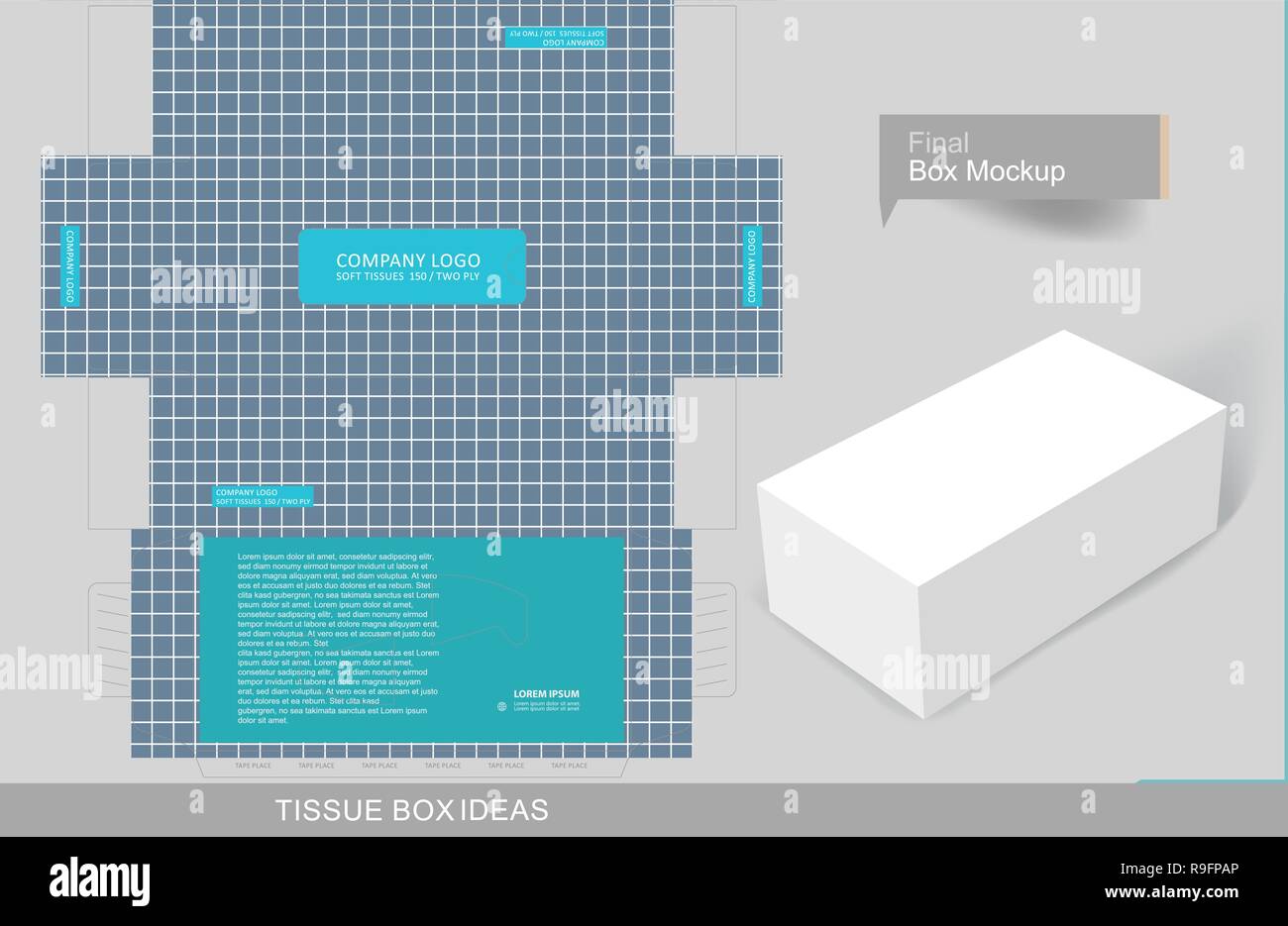 Abstract dark blue grid pattern tissue box concept, template for ...