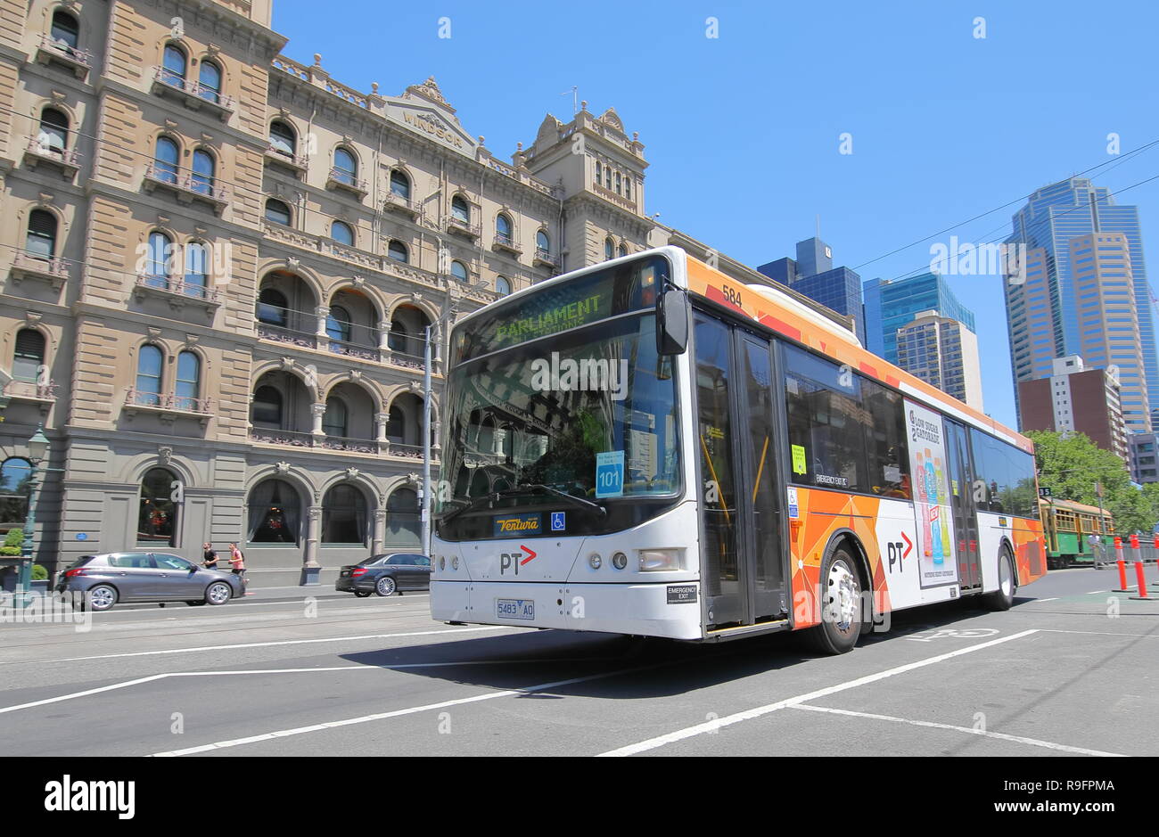 Public bus drive through downtown Melbourne Australia Stock Photo - Alamy