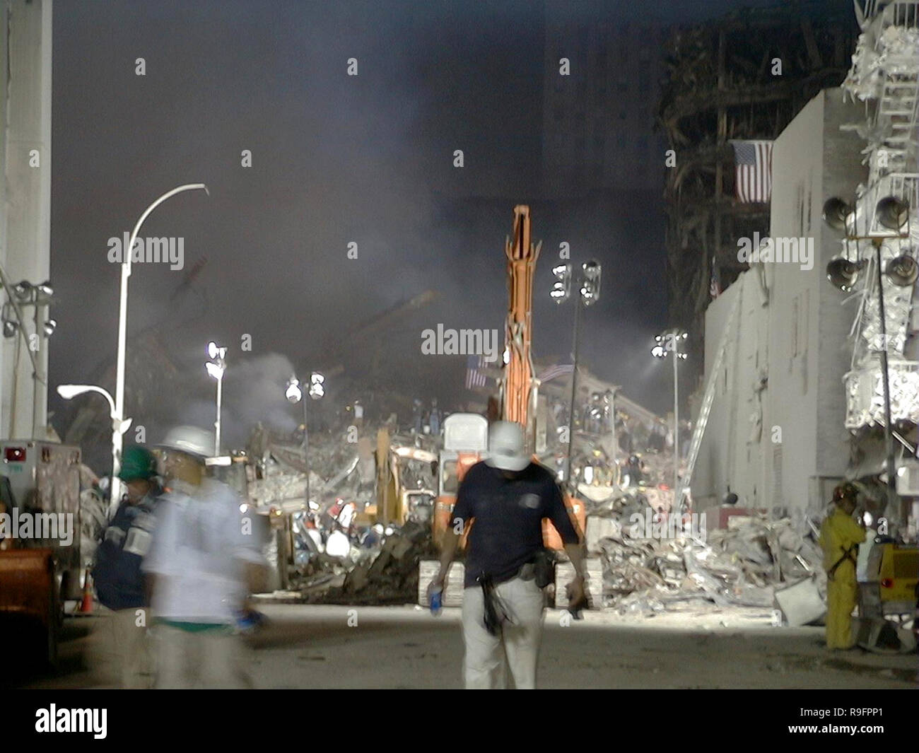 NEW YORK - SEPTEMBER 13: Scene depicting ground zero devastation in the ...