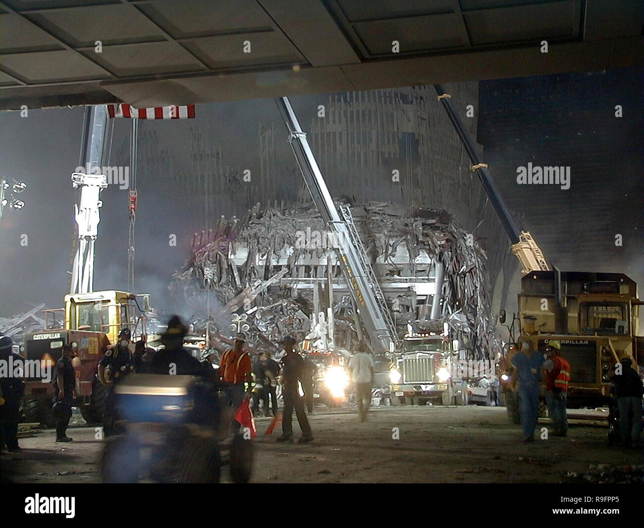 NEW YORK - SEPTEMBER 13: Scene depicting ground zero devastation in the ...