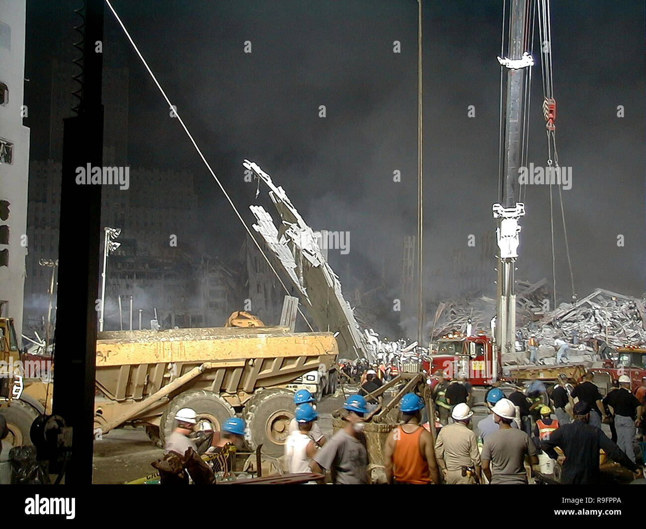 NEW YORK - SEPTEMBER 13: Scene depicting ground zero devastation in the ...
