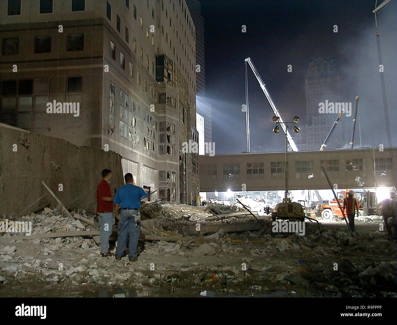 NEW YORK - SEPTEMBER 13: Scene depicting ground zero devastation in the ...