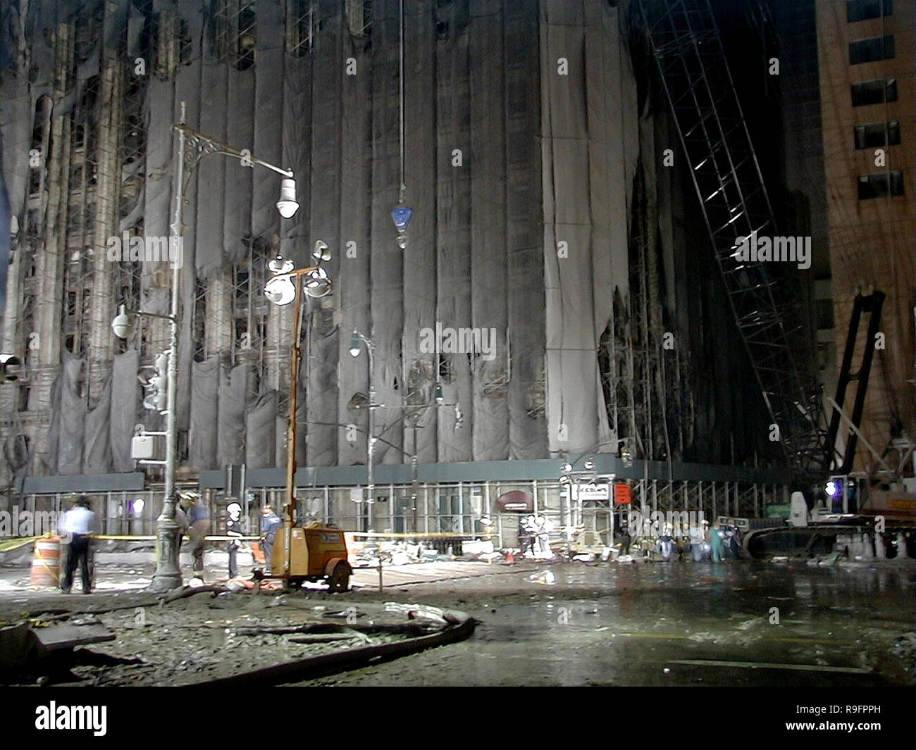 NEW YORK - SEPTEMBER 13: Scene depicting ground zero devastation in the ...