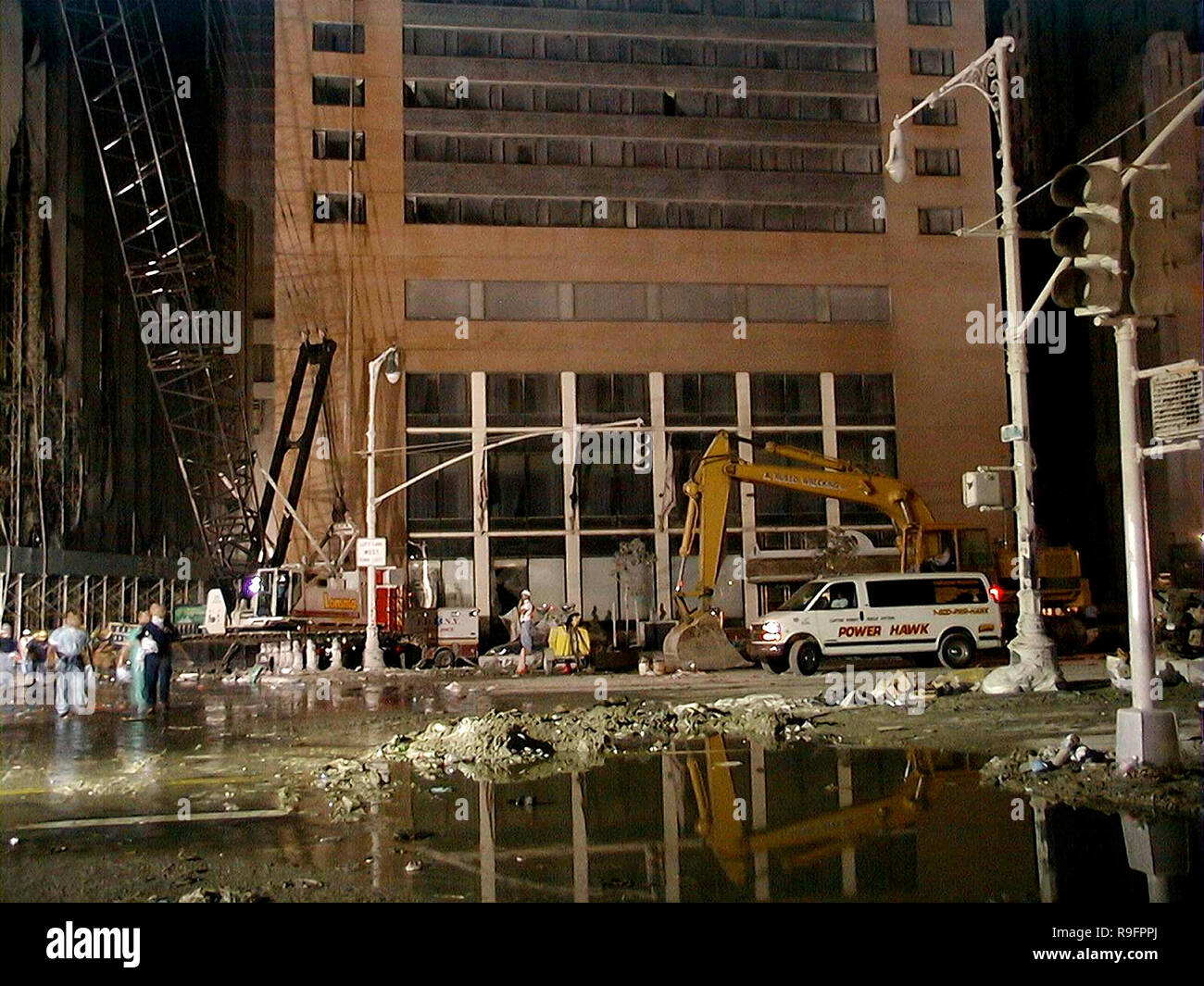 NEW YORK - SEPTEMBER 13: Scene depicting ground zero devastation in the ...