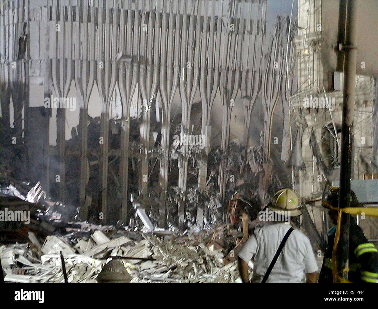 NEW YORK - SEPTEMBER 13: Scene depicting ground zero devastation in the ...