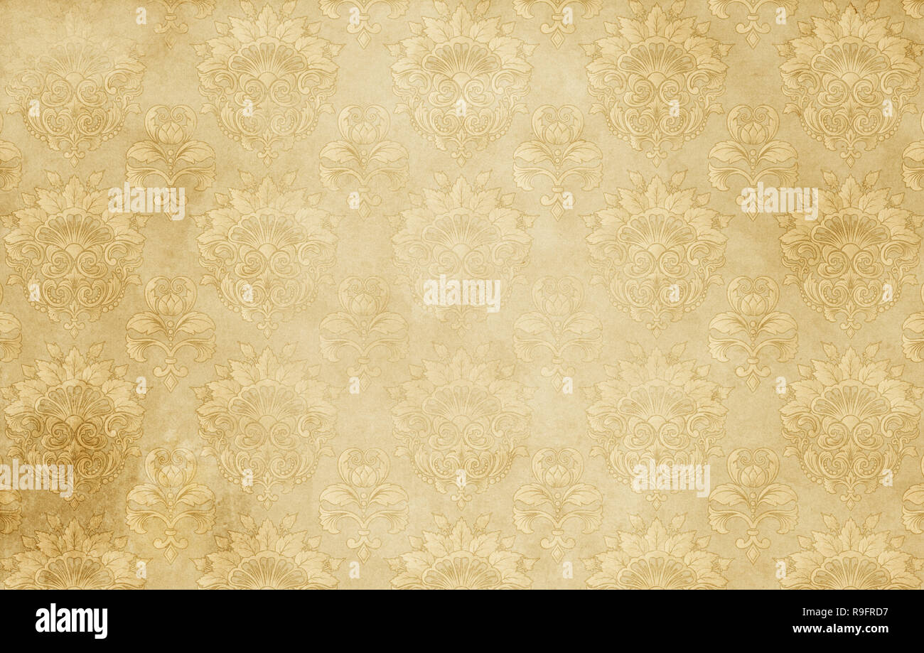 Old yellowed paper texture with decorative vintage patterns Stock Photo ...