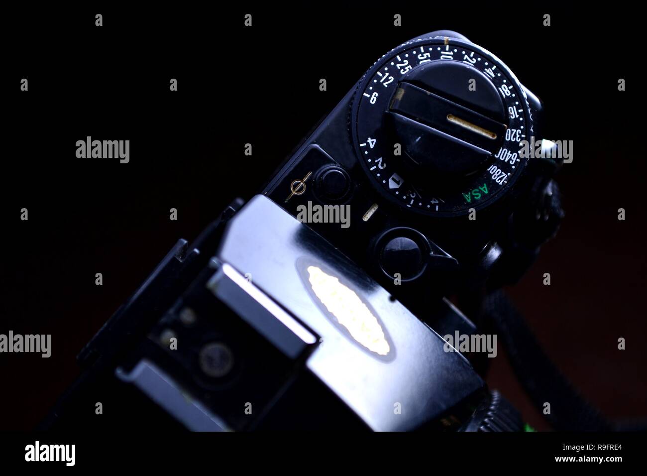 Close up shot of the ISO or ASA rating and Exposure Compensation dial ...