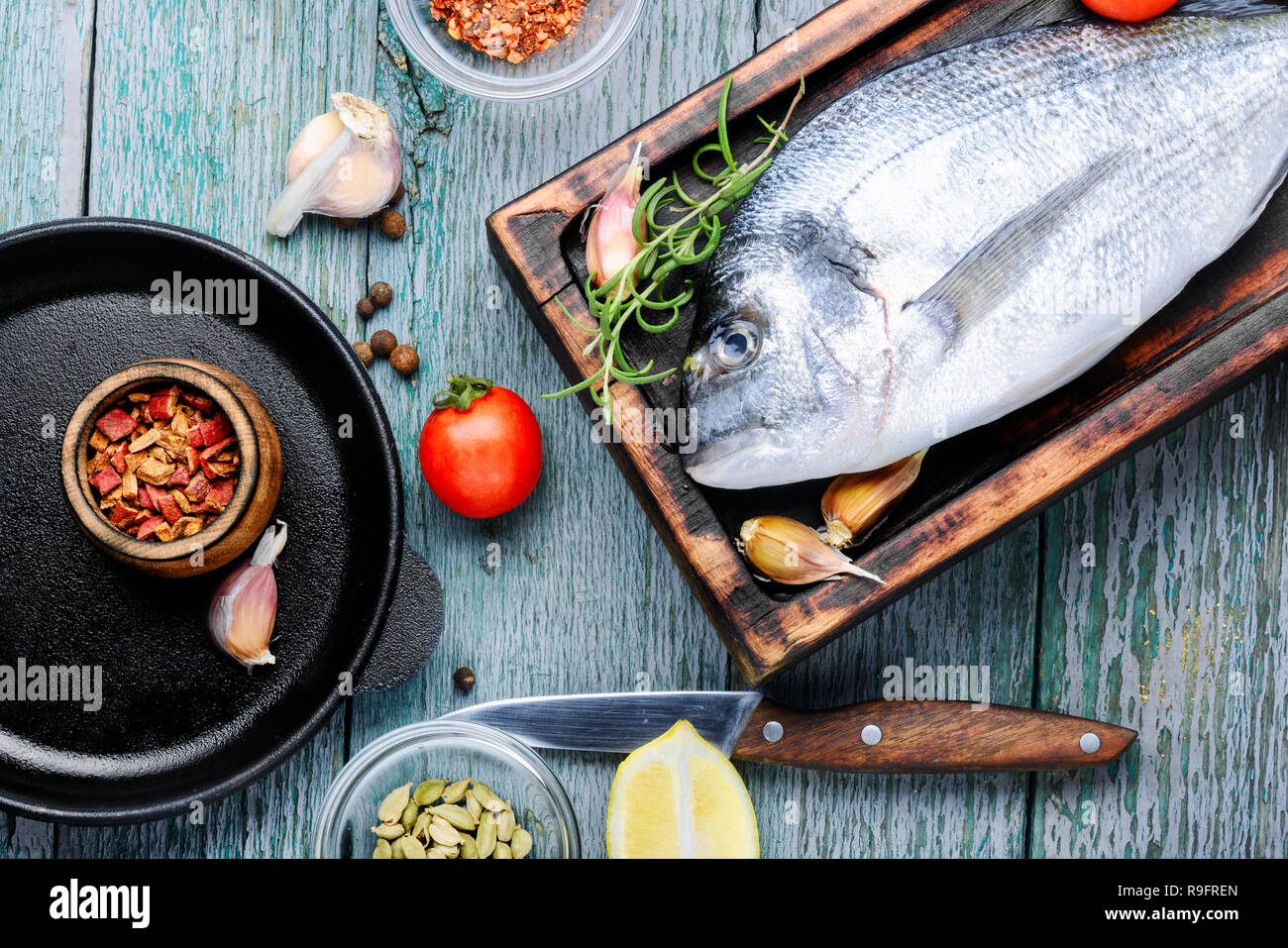 Seafood concept cooking dorado hi-res stock photography and images - Alamy