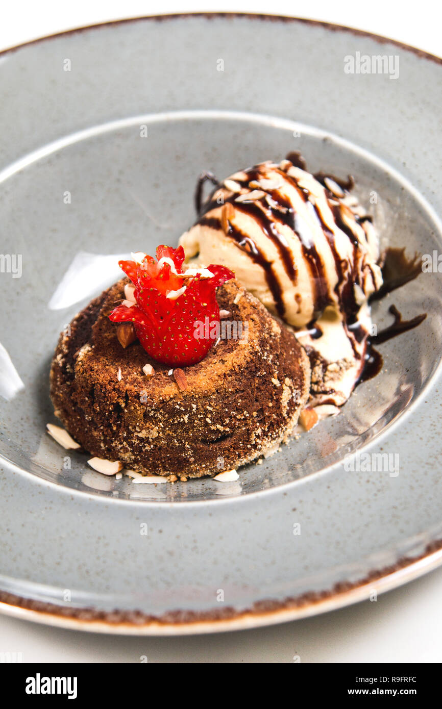 Photo of a delicious chocolate souffle with vanilla ice cream Stock ...