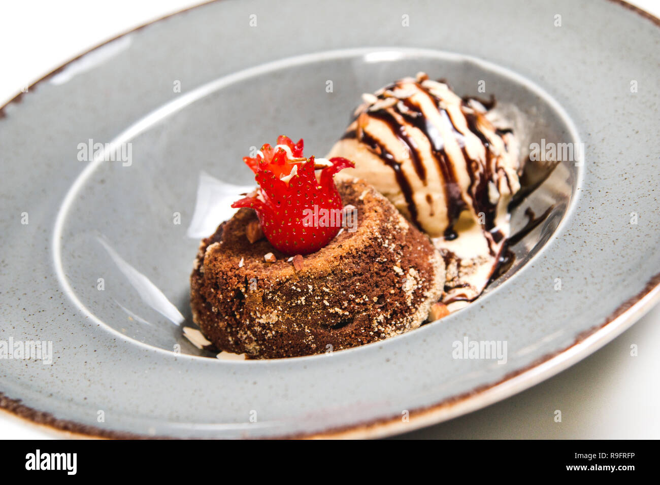 Photo of a delicious chocolate souffle with vanilla ice cream Stock ...