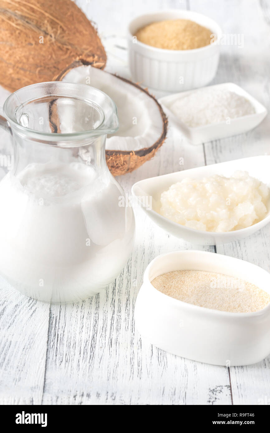 Assortment of coconut food Stock Photo - Alamy