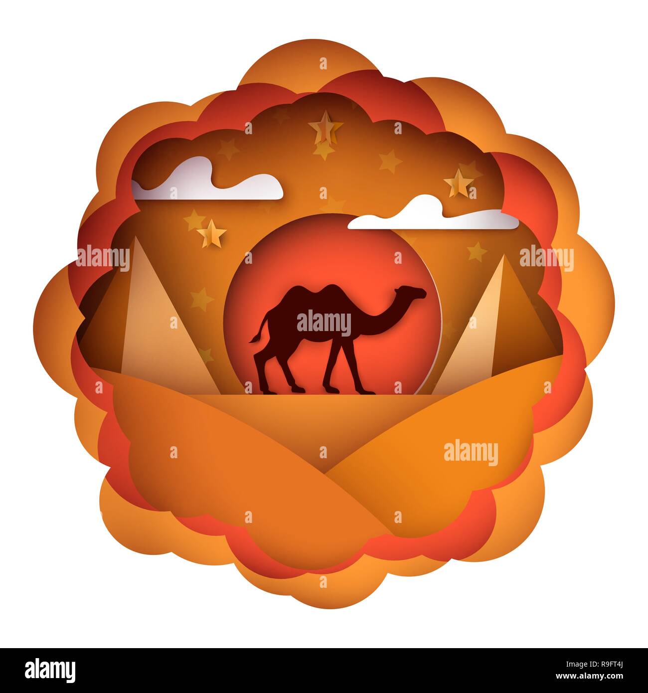 Cartoon paper landscape. Camel illustration Stock Vector Image & Art ...