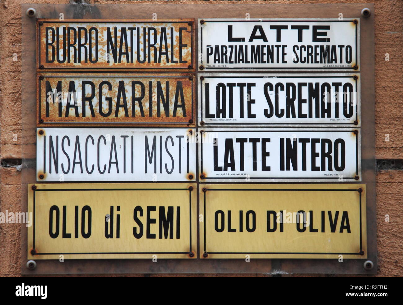 Old italian grocery store board in Rome, Italy Stock Photo - Alamy