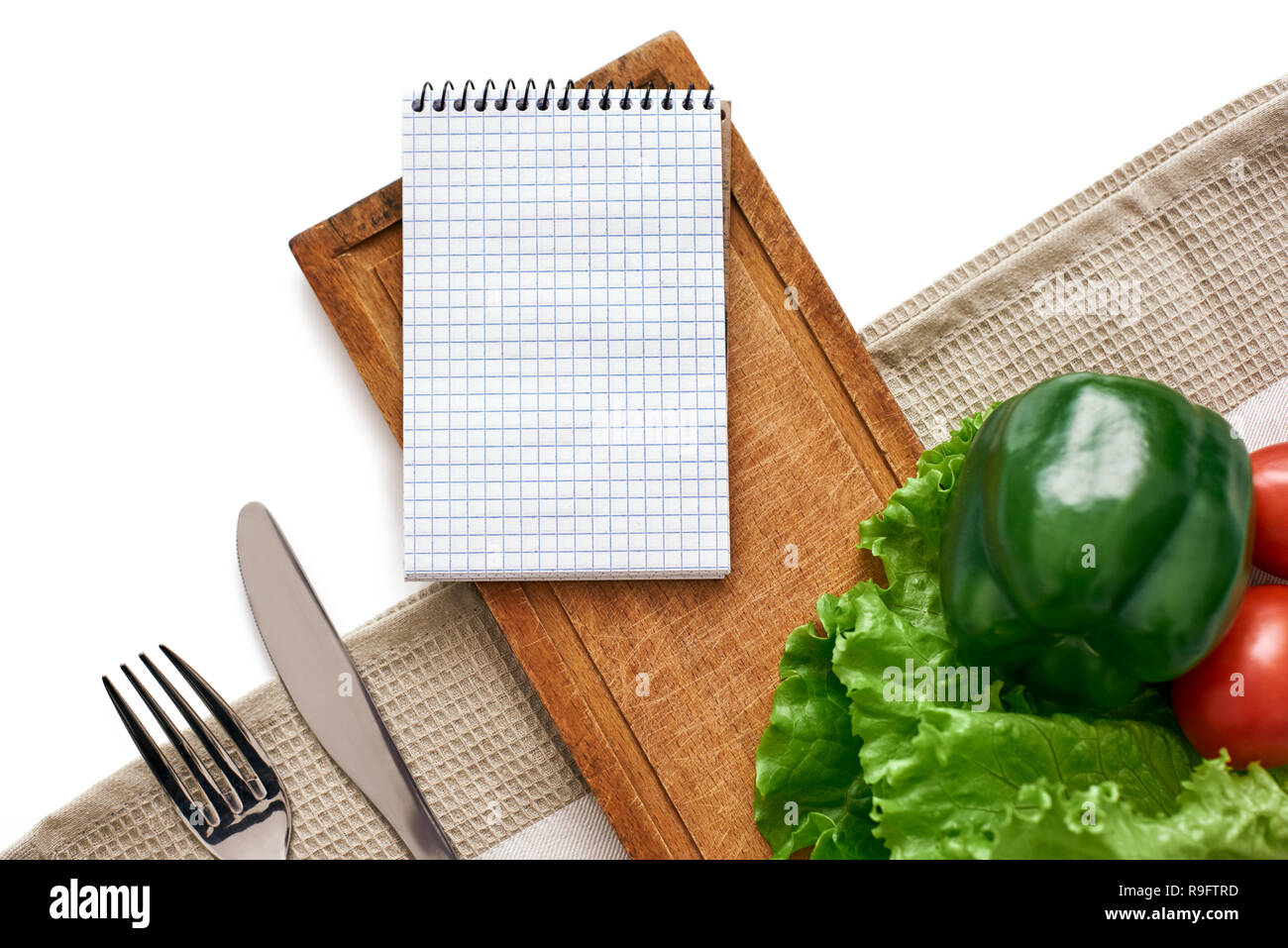 Products list for favorite dish. Preparing to write recipe. Notebook ...