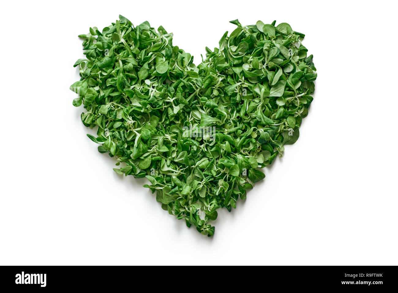 Healthy lifestyle. Heart from spinach leaves at the centre of the ...