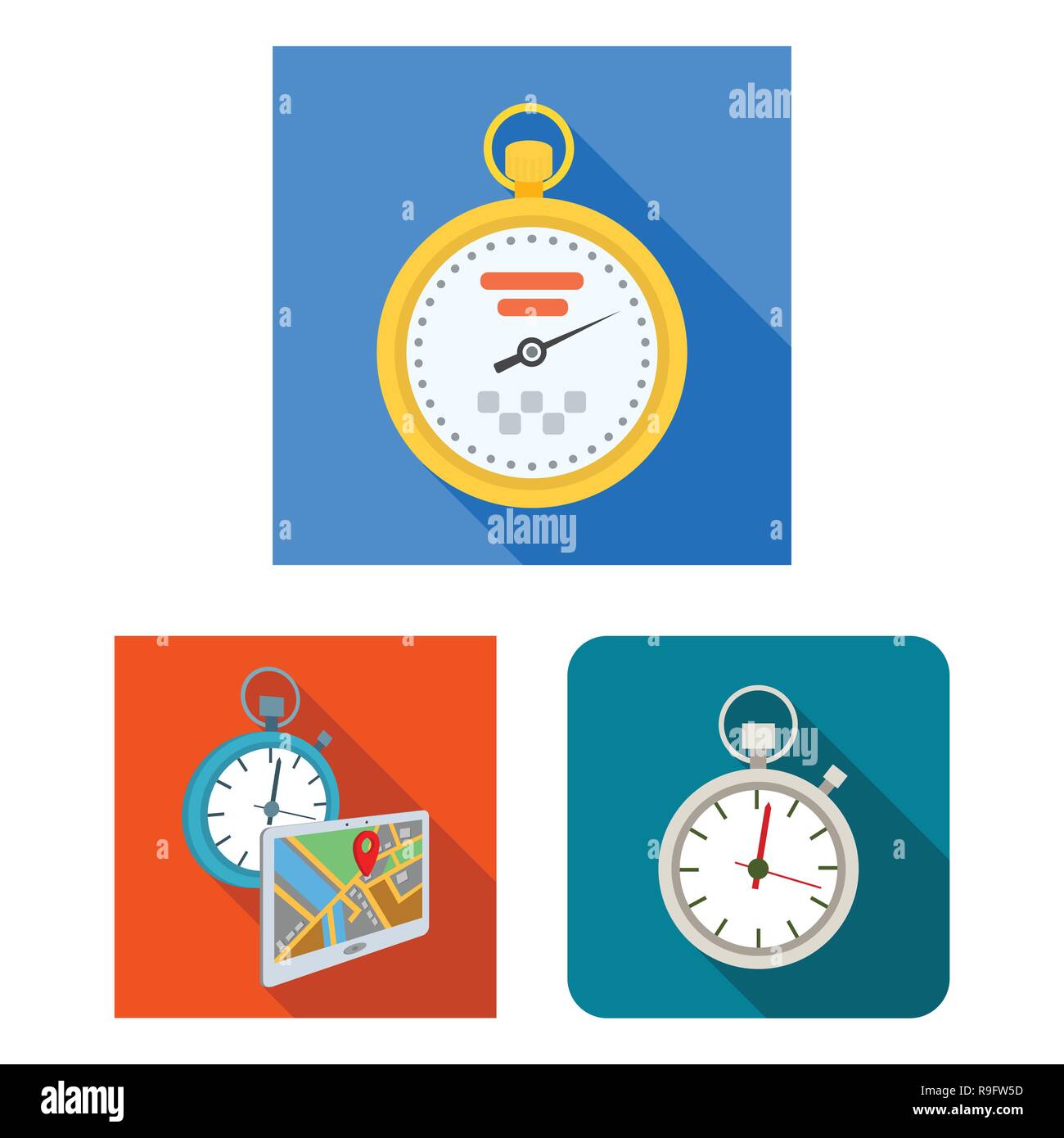 Vector illustration of stopwatch and watch sign. Collection of ...