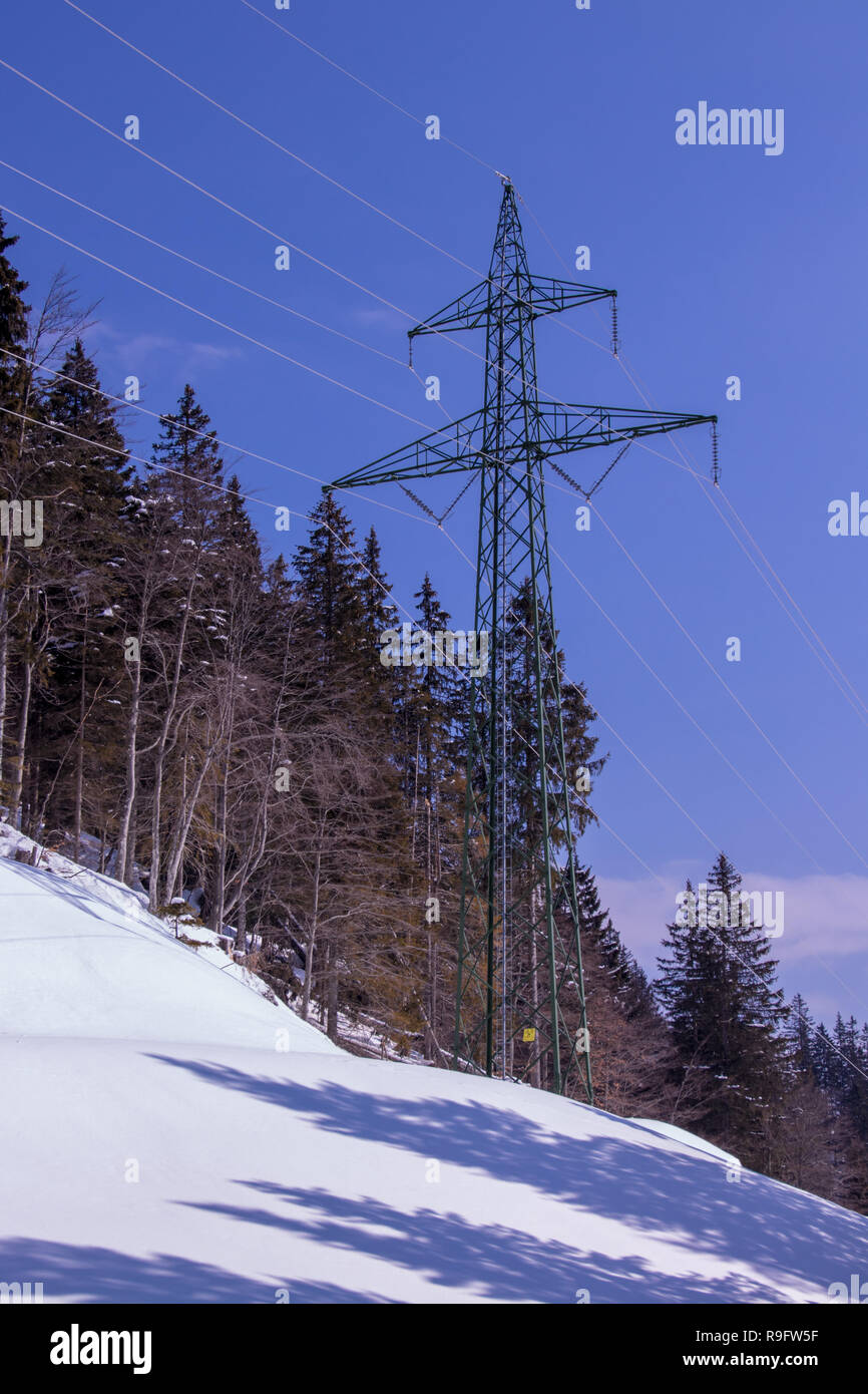 electric tower near forest Stock Photo - Alamy