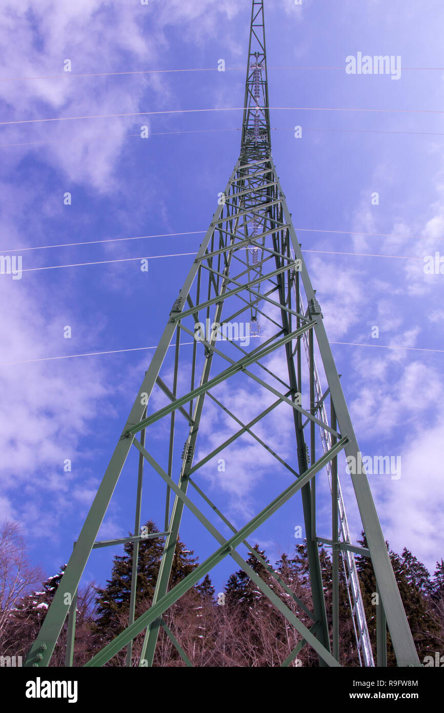 green electric tower from another side Stock Photo - Alamy