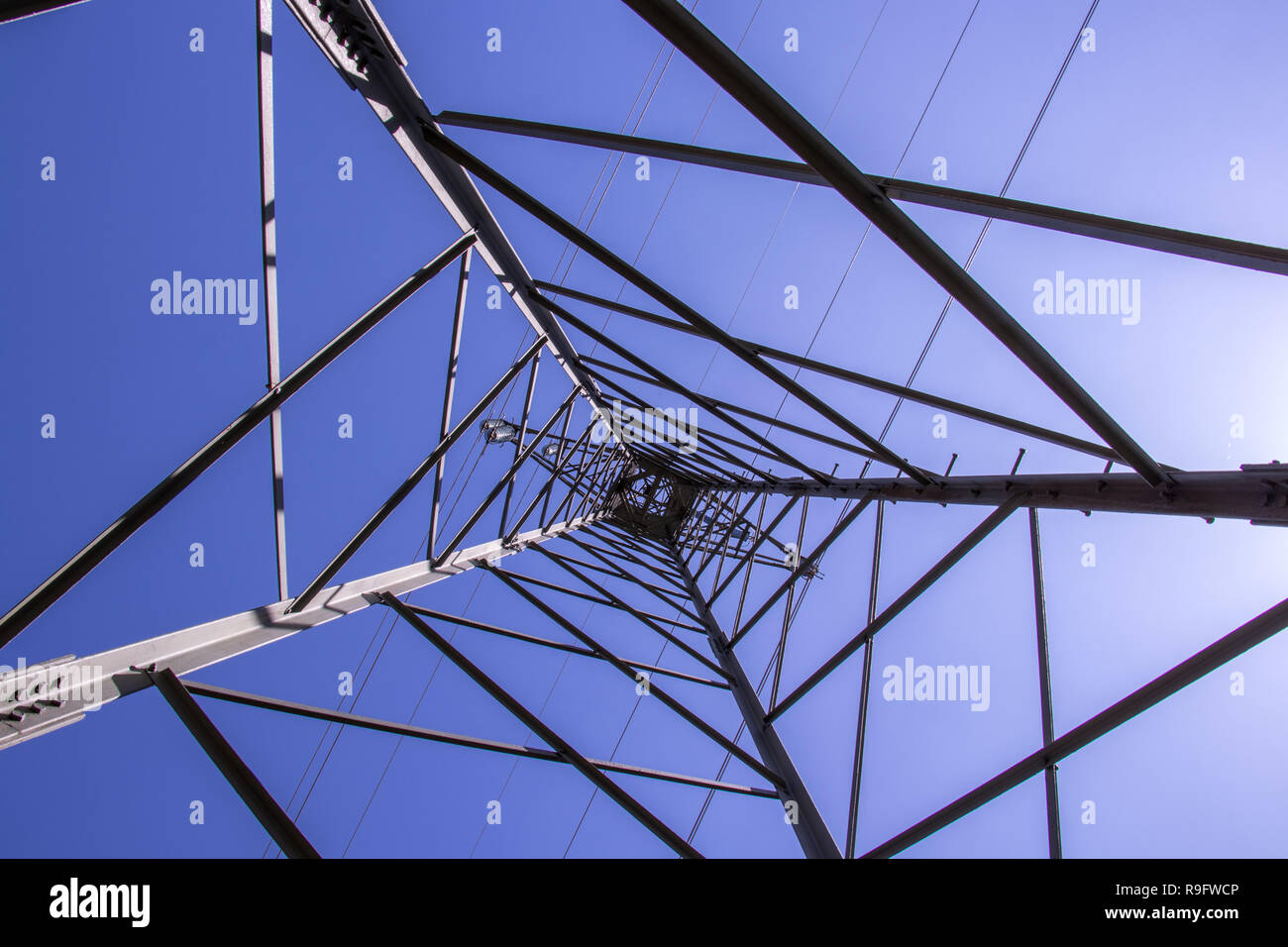 electric tower from below Stock Photo - Alamy