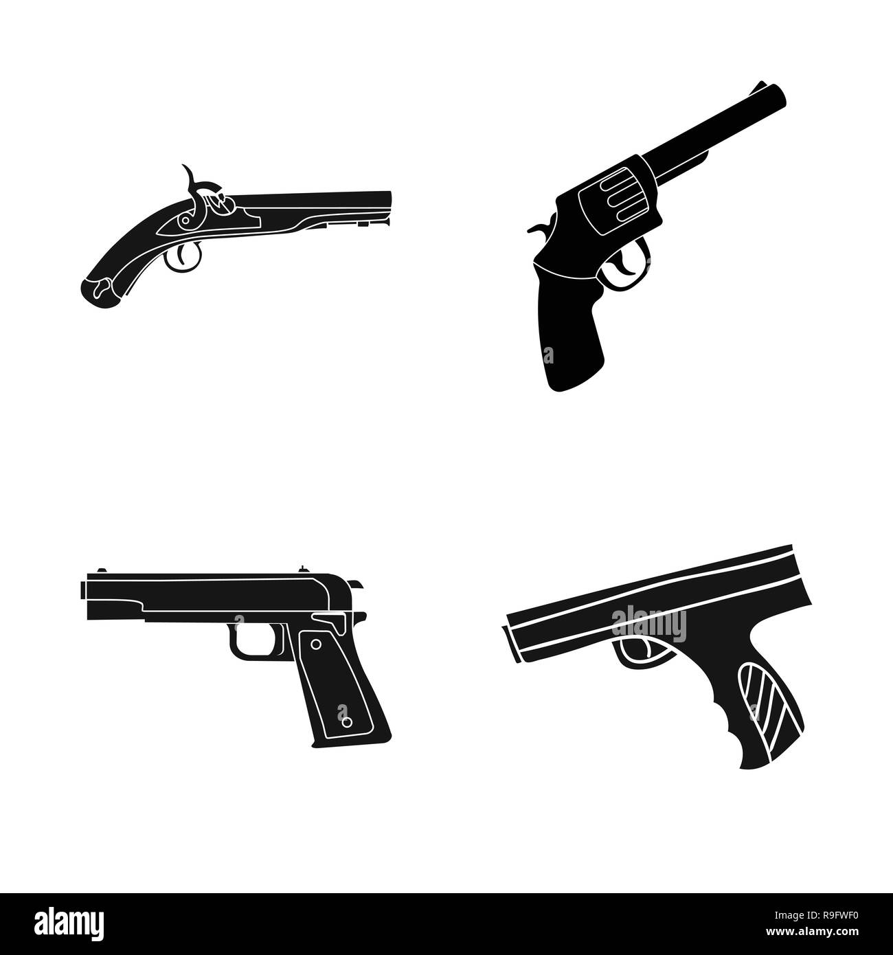 Vector design of revolver and pistol sign. Collection of revolver and ...