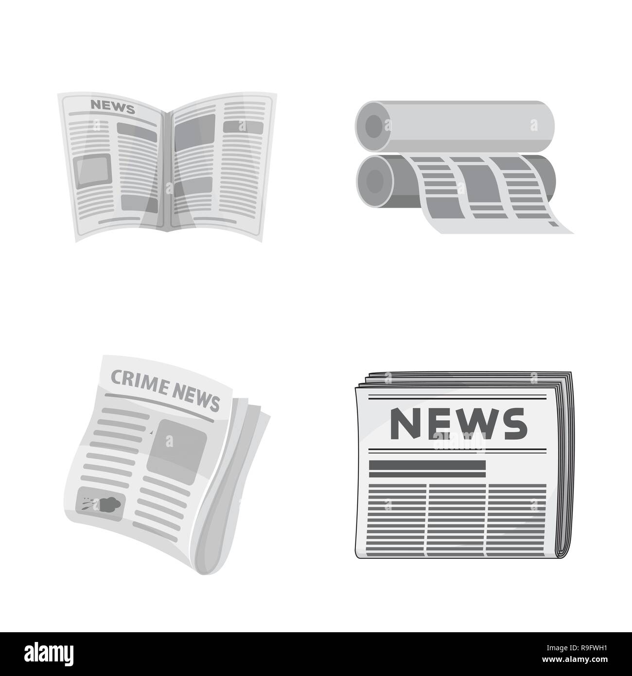 Vector design of daily and folded symbol. Collection of daily and paper ...