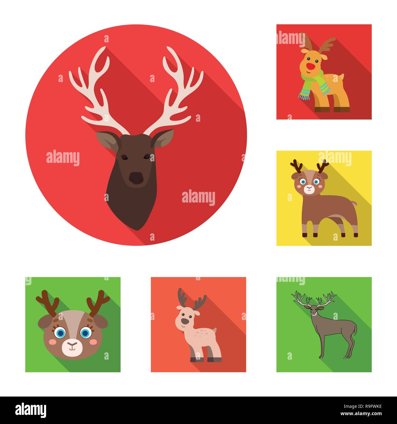 Vector design of elk and head symbol. Set of elk and stag stock symbol ...