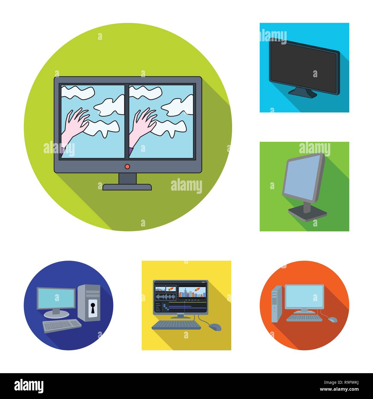 Vector illustration of screen and computer symbol. Collection of screen ...