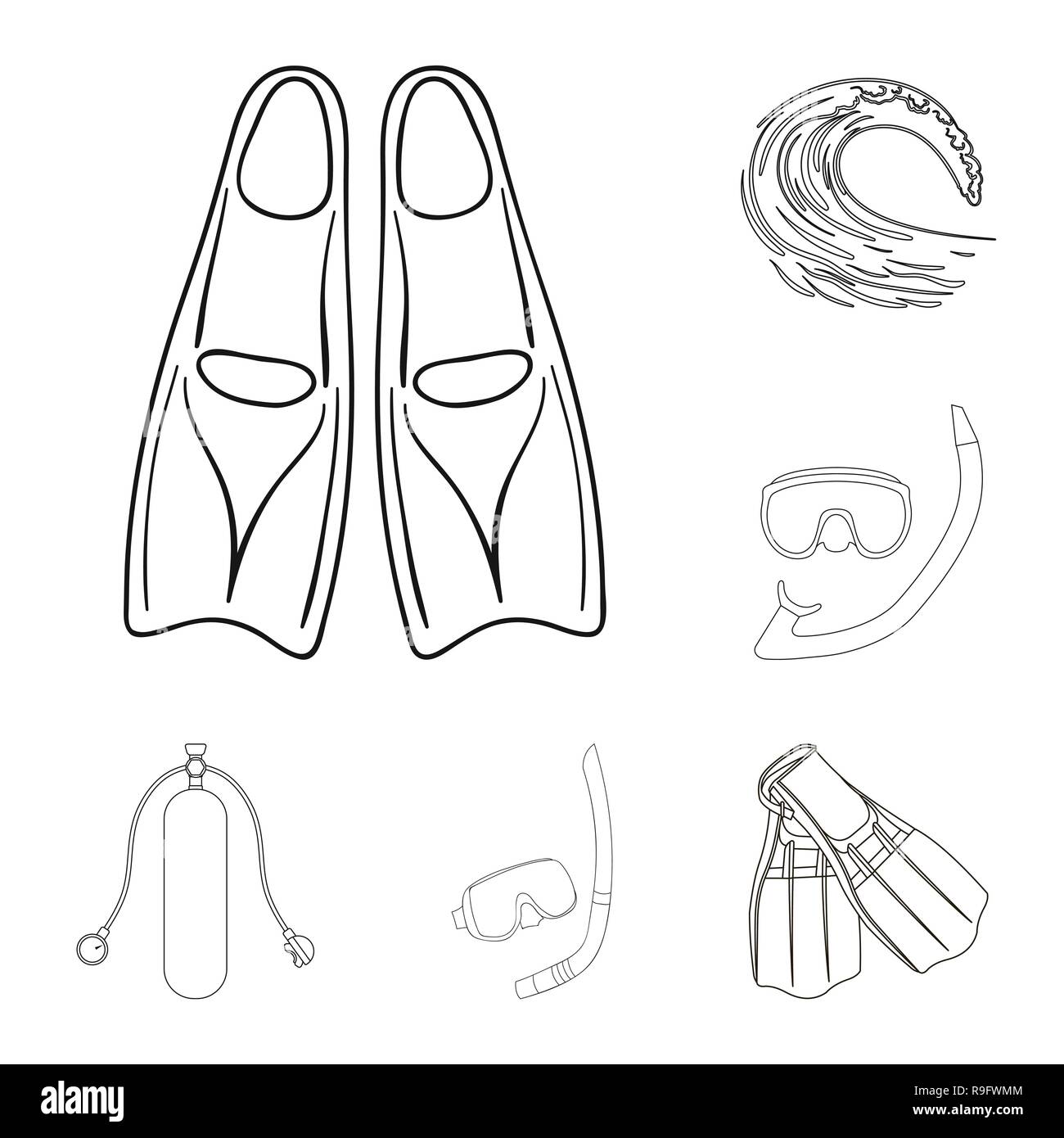 Vector design of dive and scuba sign. Collection of dive and swim stock ...